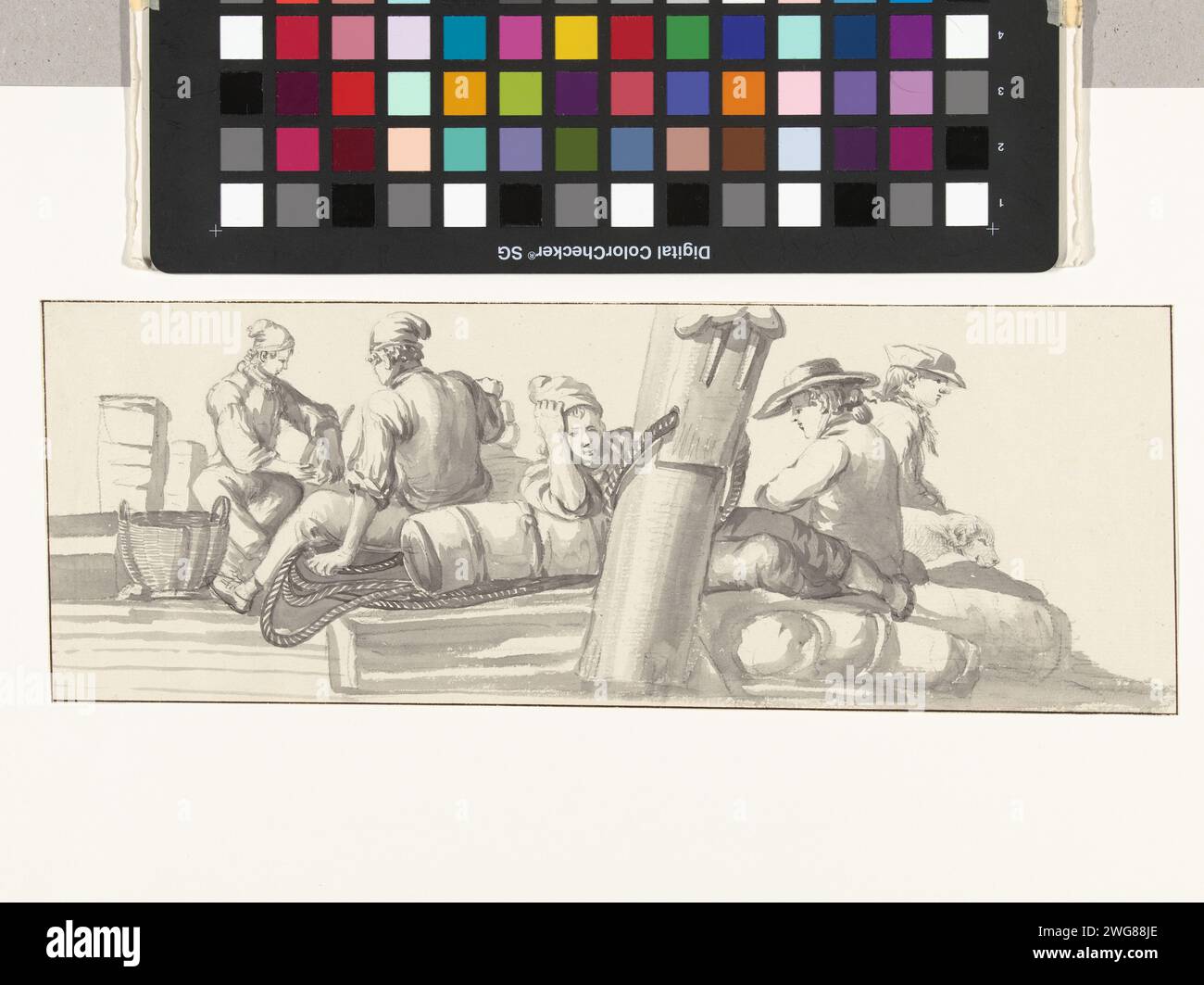 Crew and travelers on the boat, 1778 drawing Drawing from the album ...