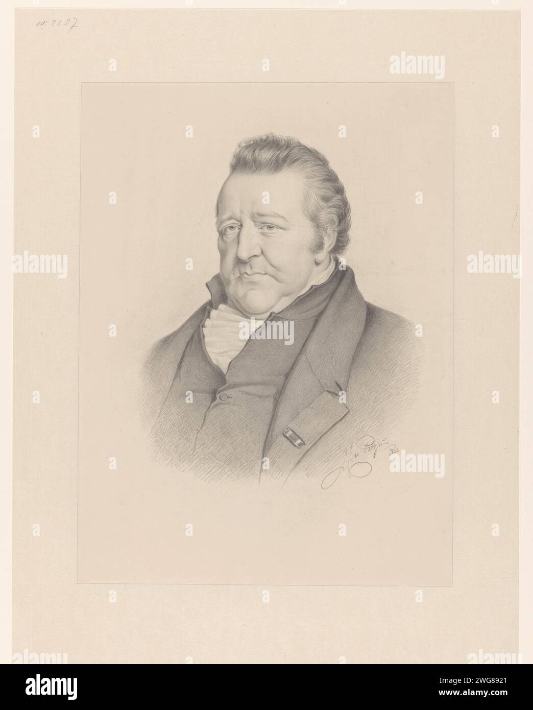 Portrait of Jan Schouten, Jan Cornelis van Rossum, 1862 drawing paper ...