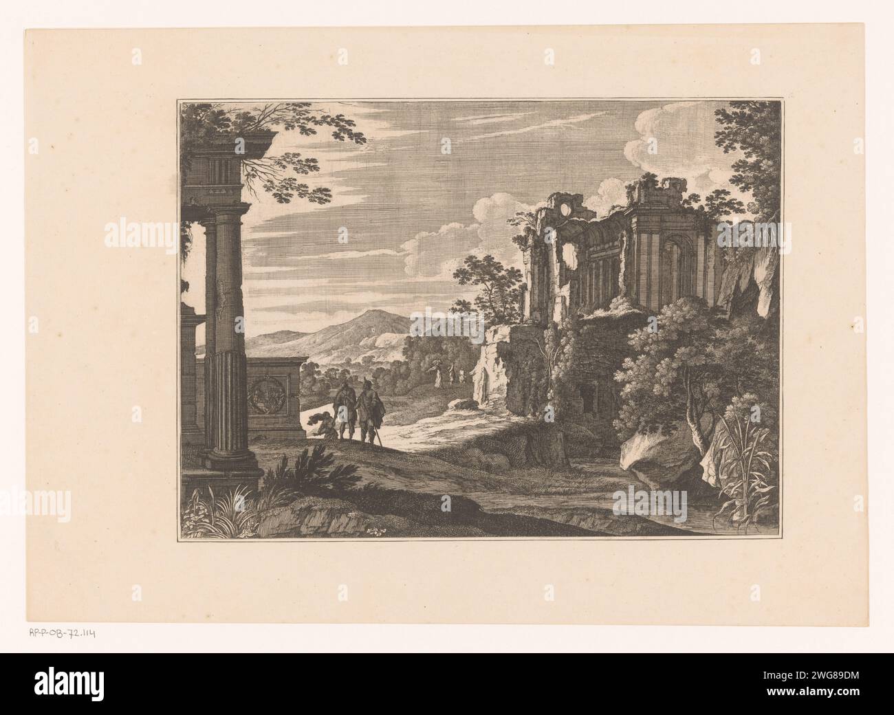 Landscape with ruins, Nicolas Perelle, 1613 - 1695 print paper etching ...