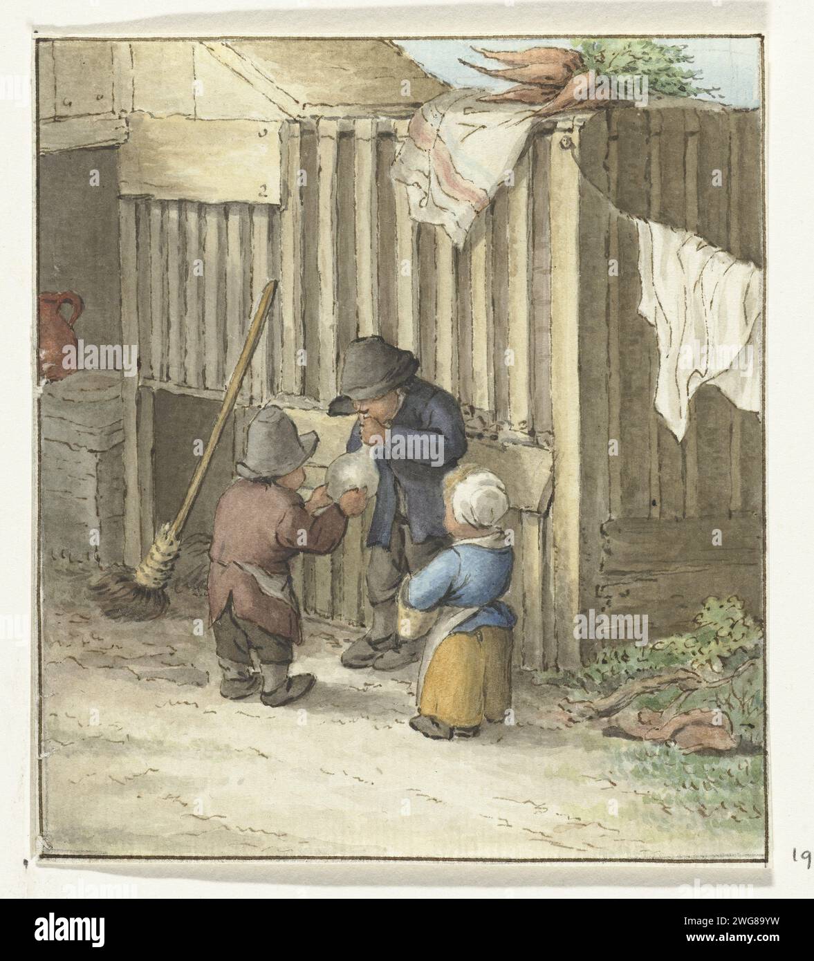 Three children playing with a pig bladder, Jean Bernard, 1775 - 1833 ...