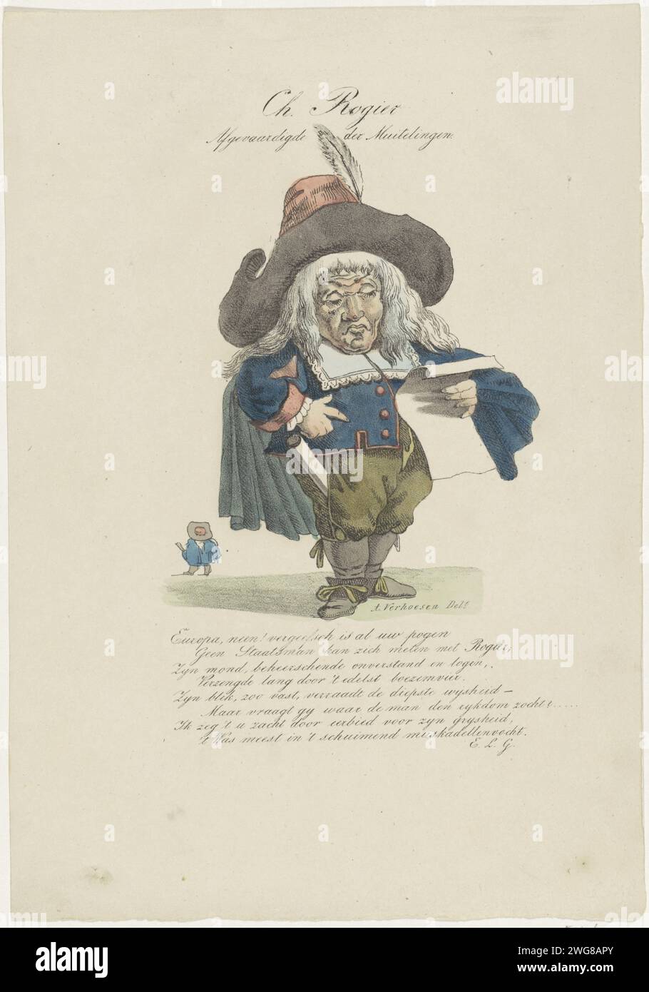 Cartoon on Charles Rogier, ca. 1830, Albertus Verhoesen, 1830 print ...