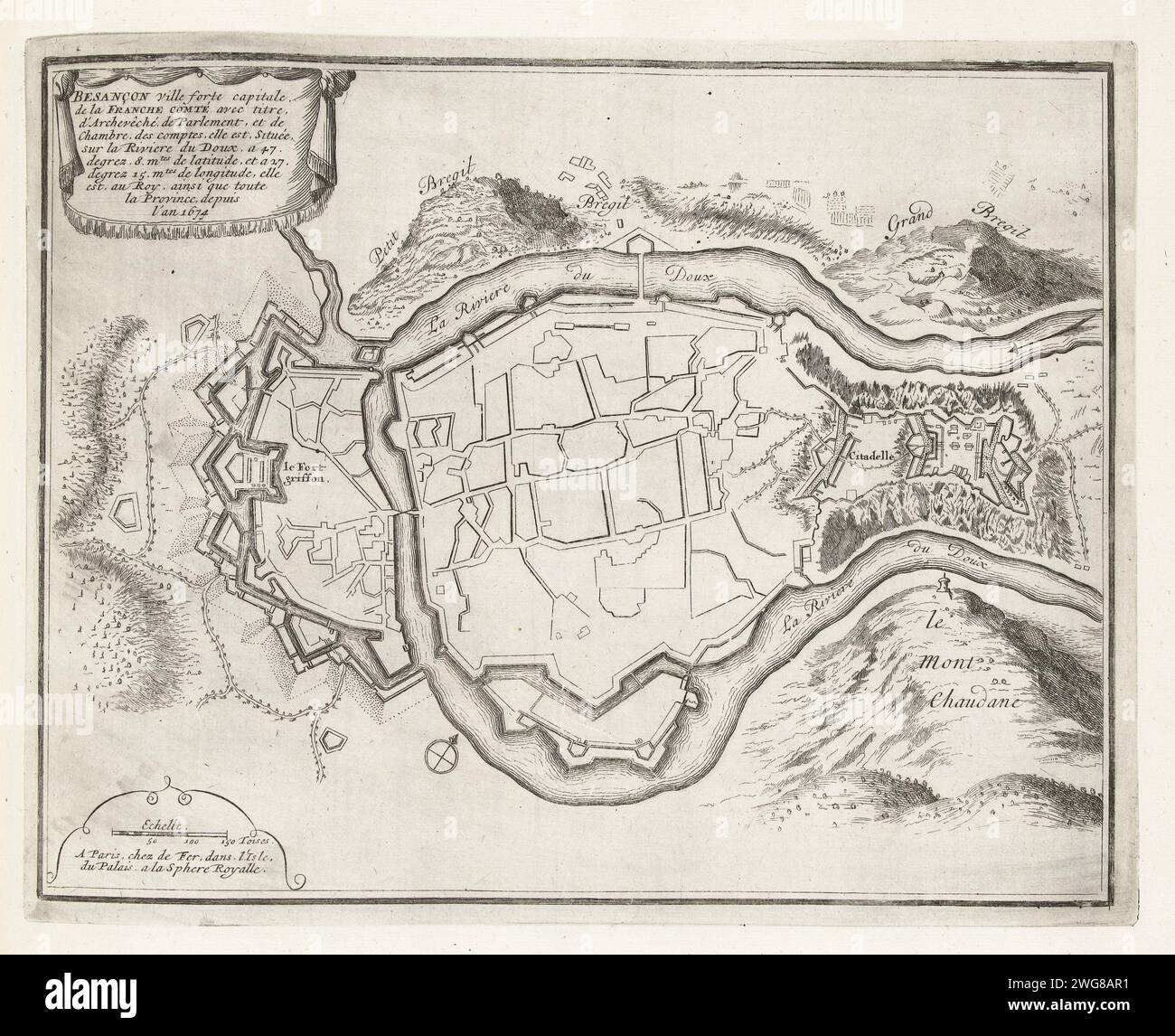 Map of Besançon, ca. 1693-1696, 1693 - 1696 print Map of the ...