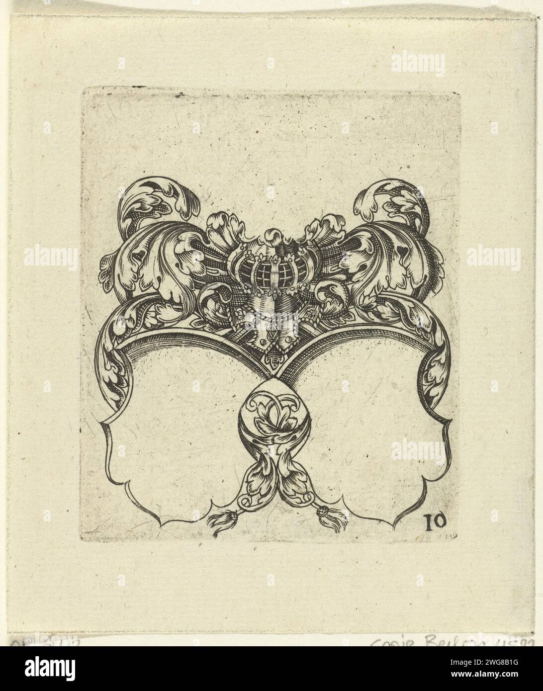 Two coats of arms with helmet, 1625 print Passionate copy to Theodor de Bry coat of arms in the ...