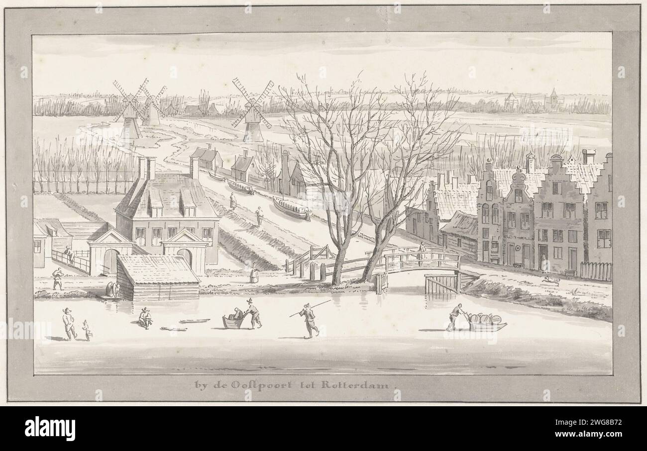The surroundings of Rotterdam near the Oostpoort with frozen ...