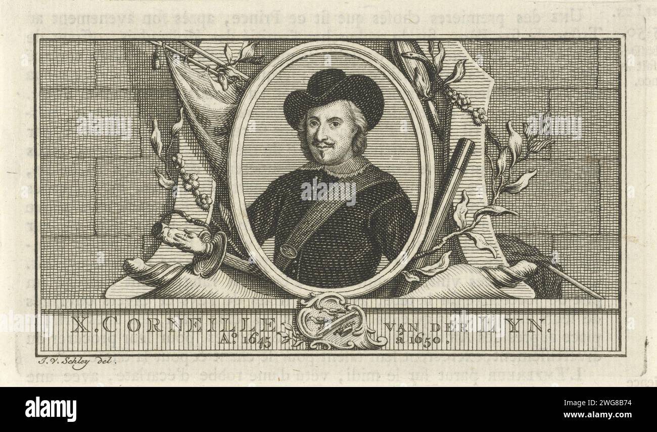 Portrait of Cornelis van der Lijn, Jacob van der Schley, 1763 print ...