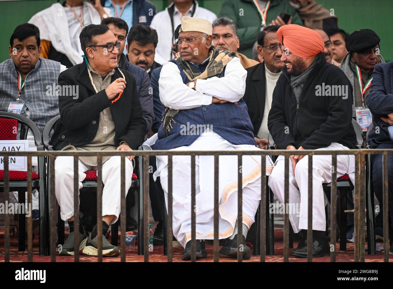 NEW DELHI, INDIA -FEBRUARY 3: Mallikarjun Kharge, National President of AICC along with senior ...