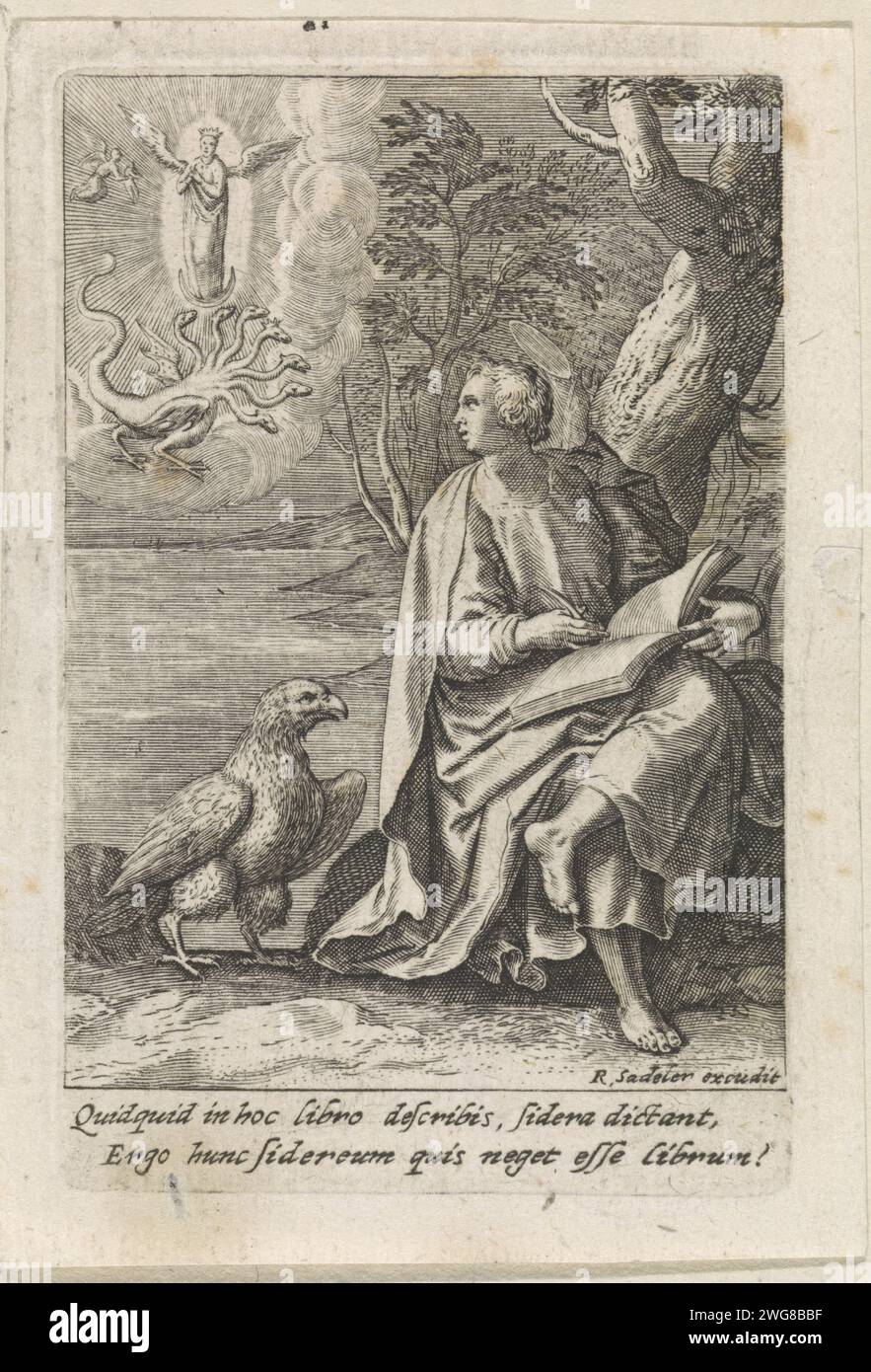 Apostle Johannes on Patmos, Raphaël Sadeler (I), 1617 print On the ...