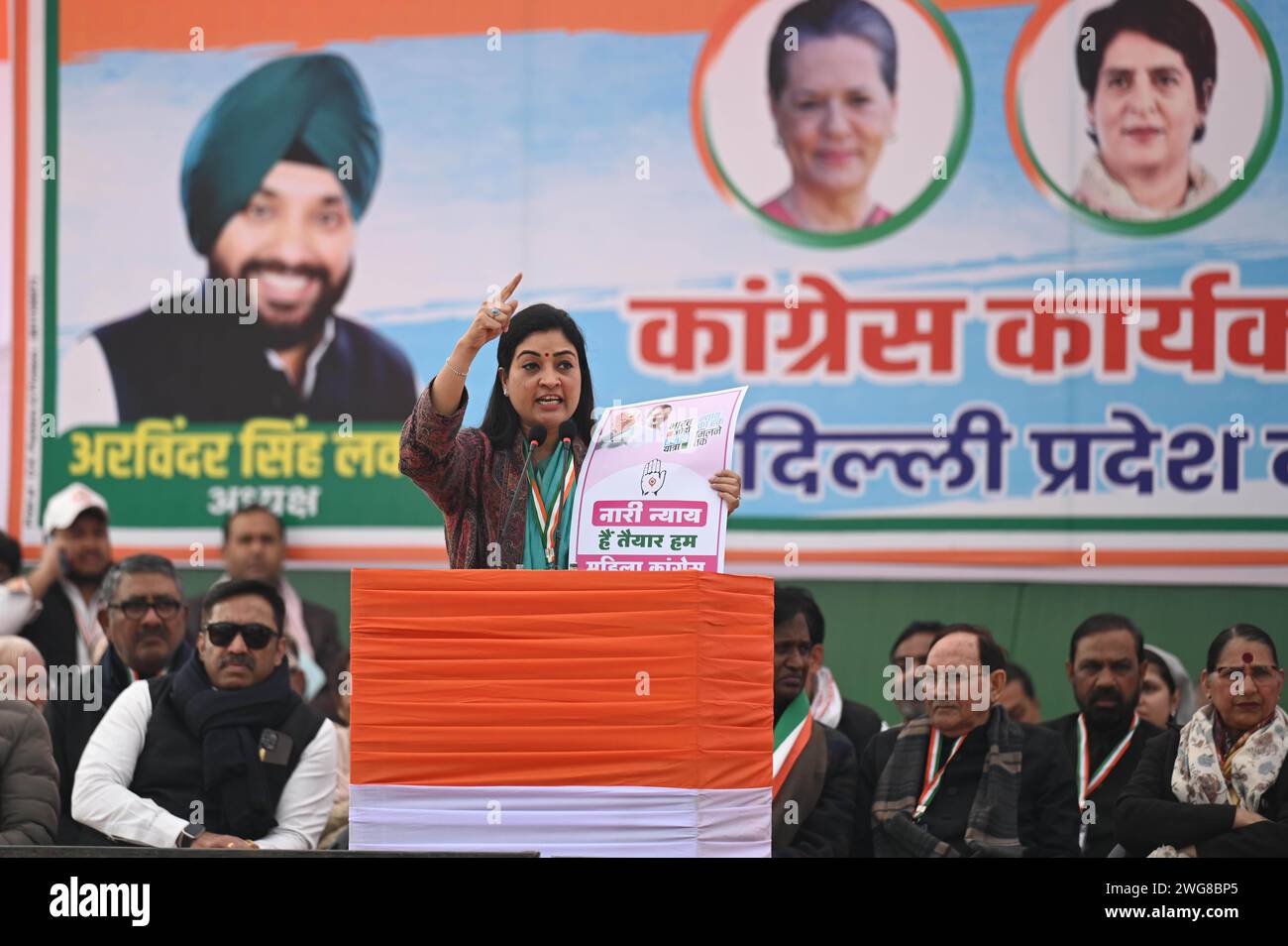 NEW DELHI, INDIA -FEBRUARY 3: Congress leader, Alka Lamba addresses the ...