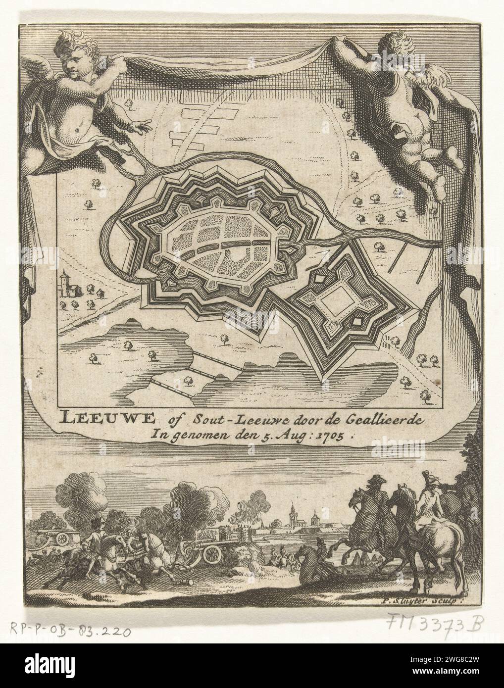 Map of Zoutleeuw, 1705, 1705 print Map of the reinforcements for the ...