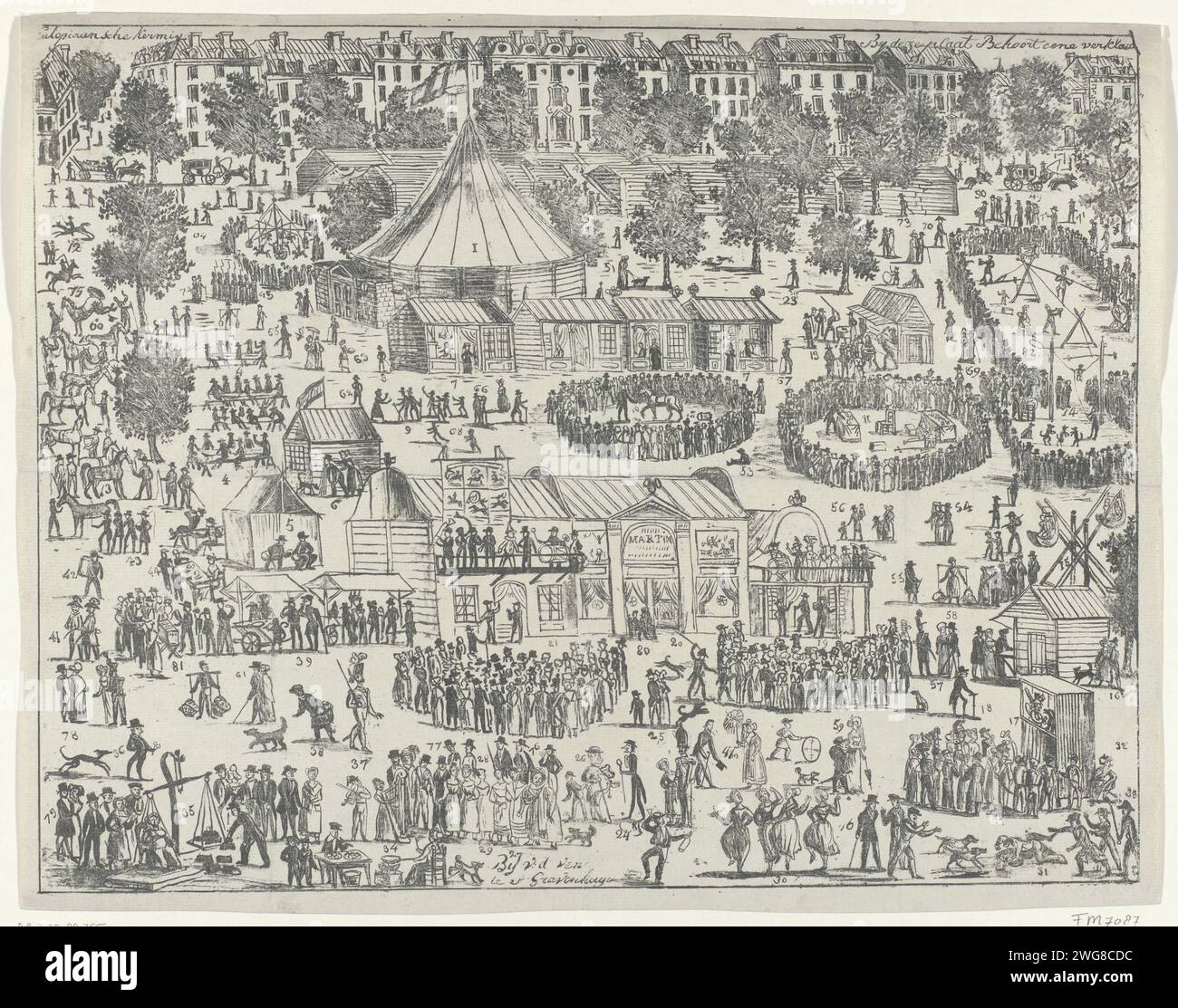 Fair on a square in The Hague, 1845, 1845 print Cartoon with a fair on ...