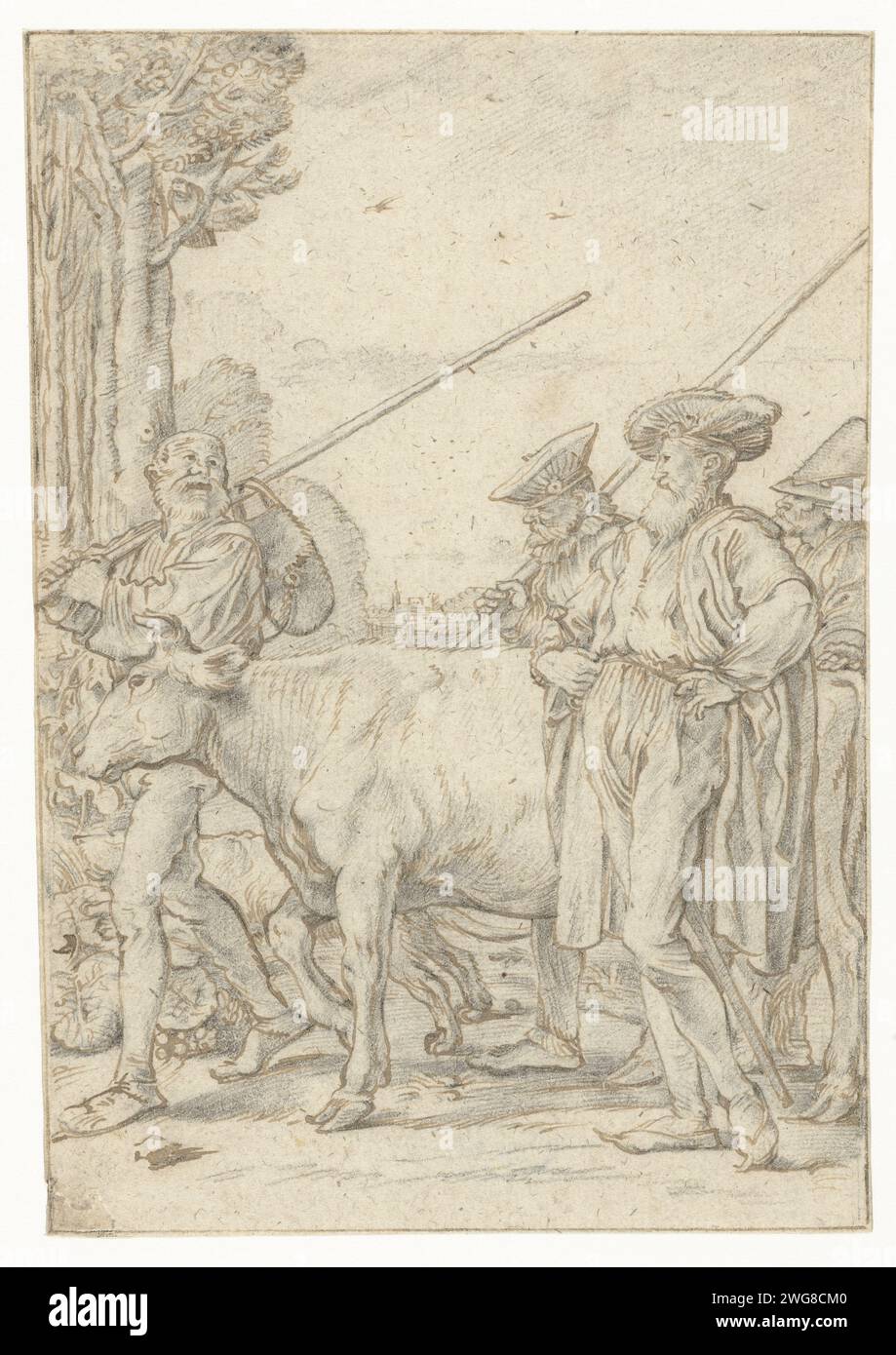 Bailiff lets the cow carry away, Willem Pietersz Buytewech, 1618 ...