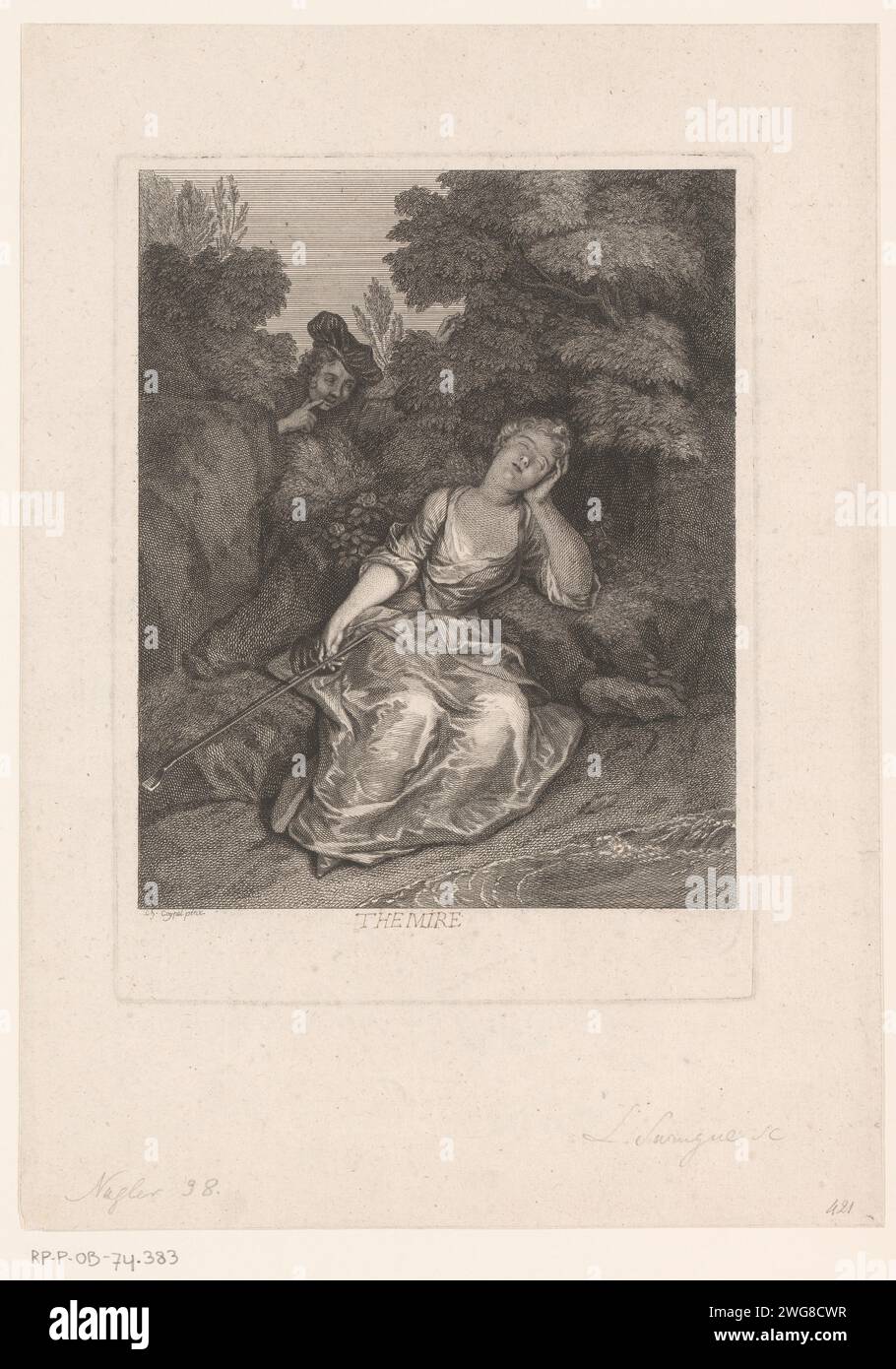 Sleeping Shepherd spies by one man, Louis Surugue, After Charles ...