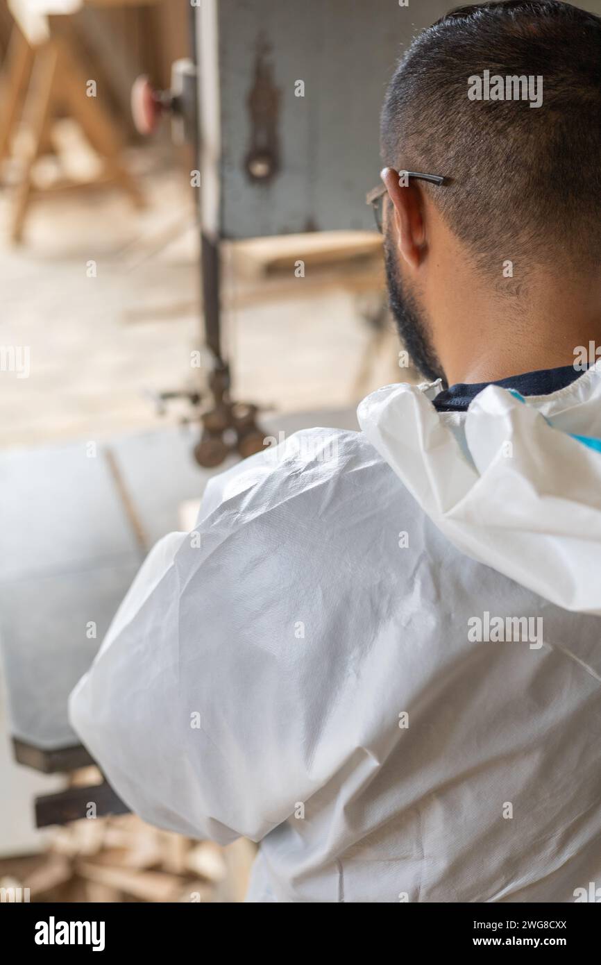 professional and craft occupation, creating furniture with cutter ...