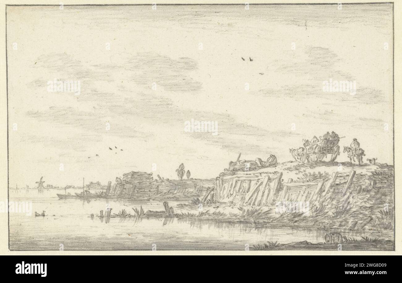 Landscape with a car and a rider, Jan van Goyen, 1606 - 1656 drawing ...