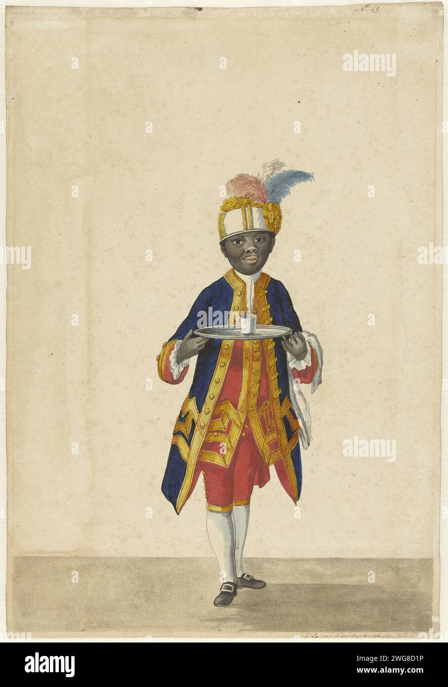 A clerk (presumably sideron), 1766 drawing Costume study of a servant ...