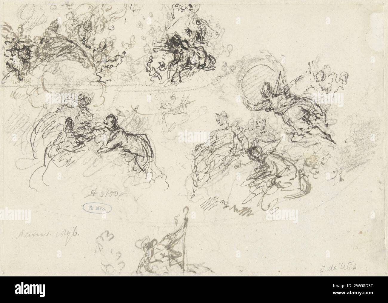 Sketch for ceiling painting, Jacob de Wit, c. 1705 - c. 1754 drawing ...