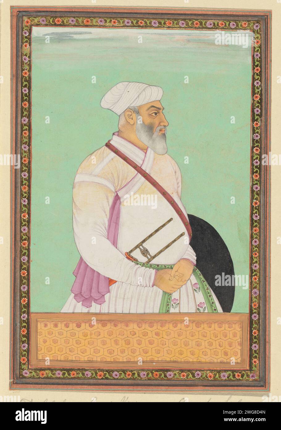 Portrait of Dalil-Khan, Great Vizier van Aurangzeb, has been governor ...