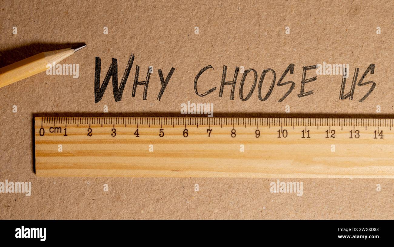 Why choose us symbol. Concept word Why choose us on beautiful white ...