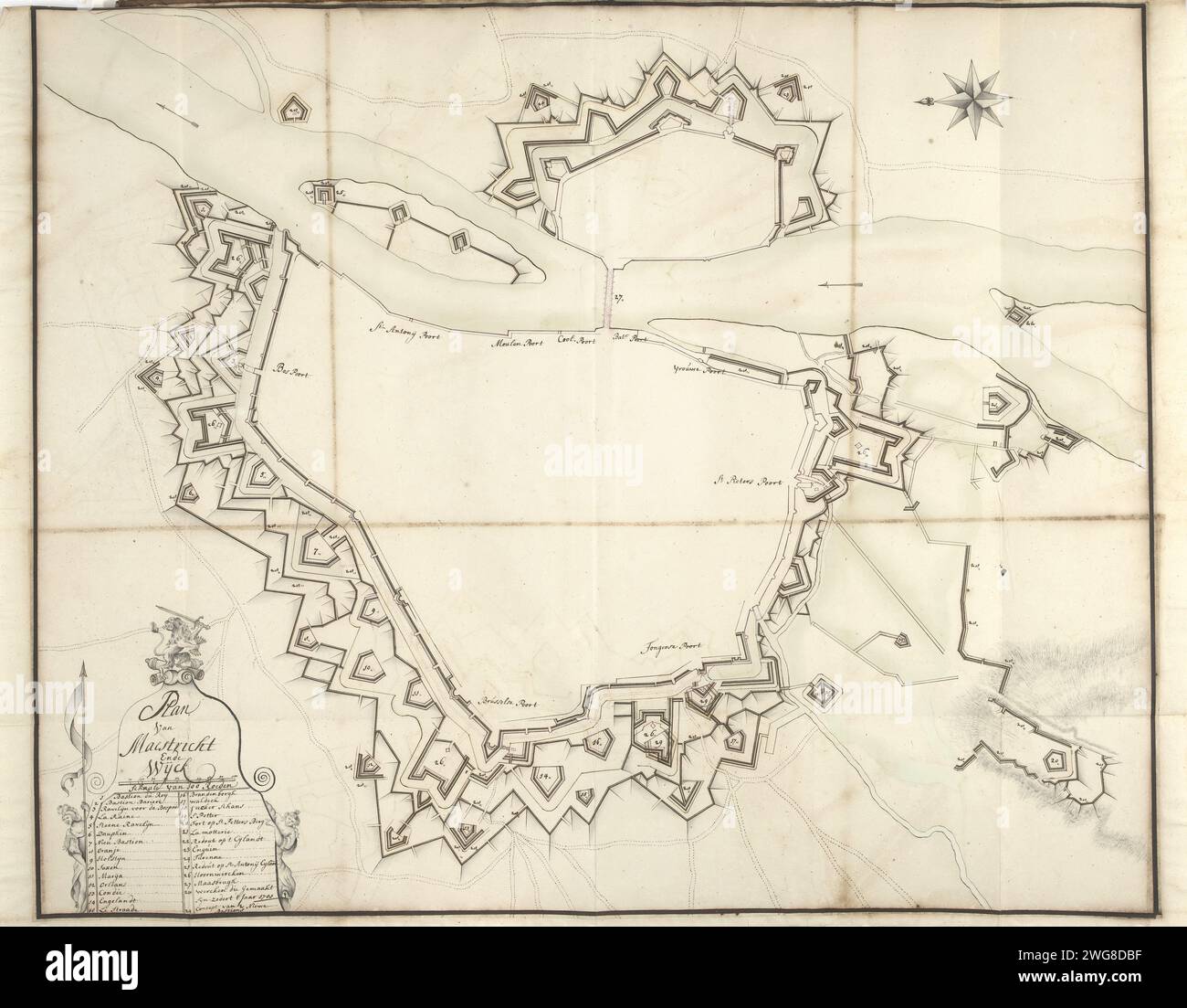 Map of Maastricht, ca. 1701-1715, 1701 - 1715 drawing Map of the ...