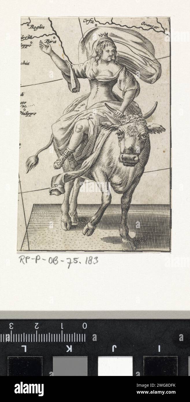Europe on the bull, Anonymous, 1600 - 1700 print On the bull. Fragment ...