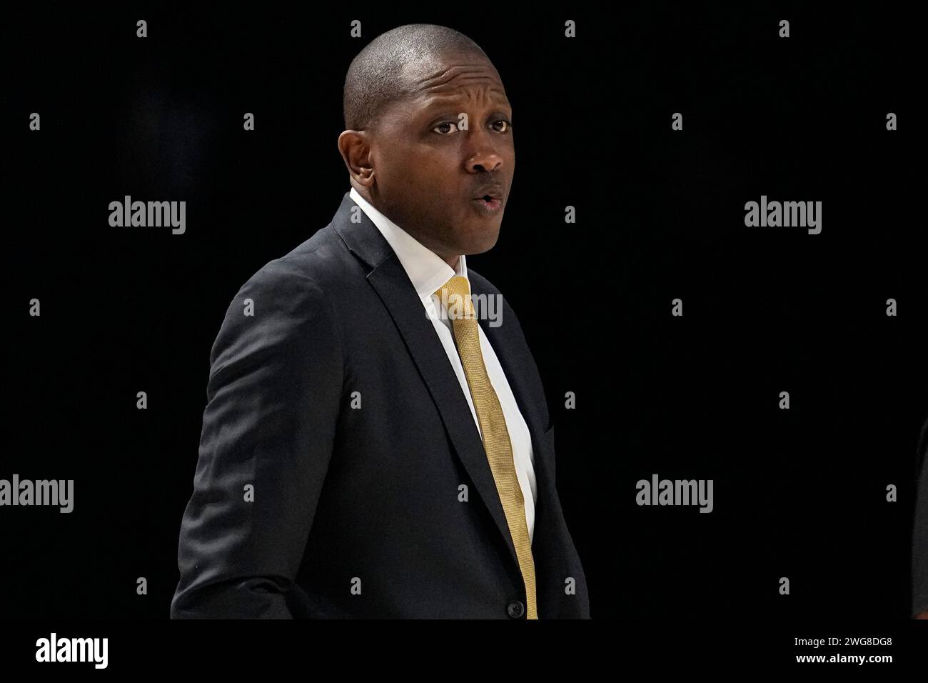 Missouri head coach Dennis Gates looks onto the court during the first ...