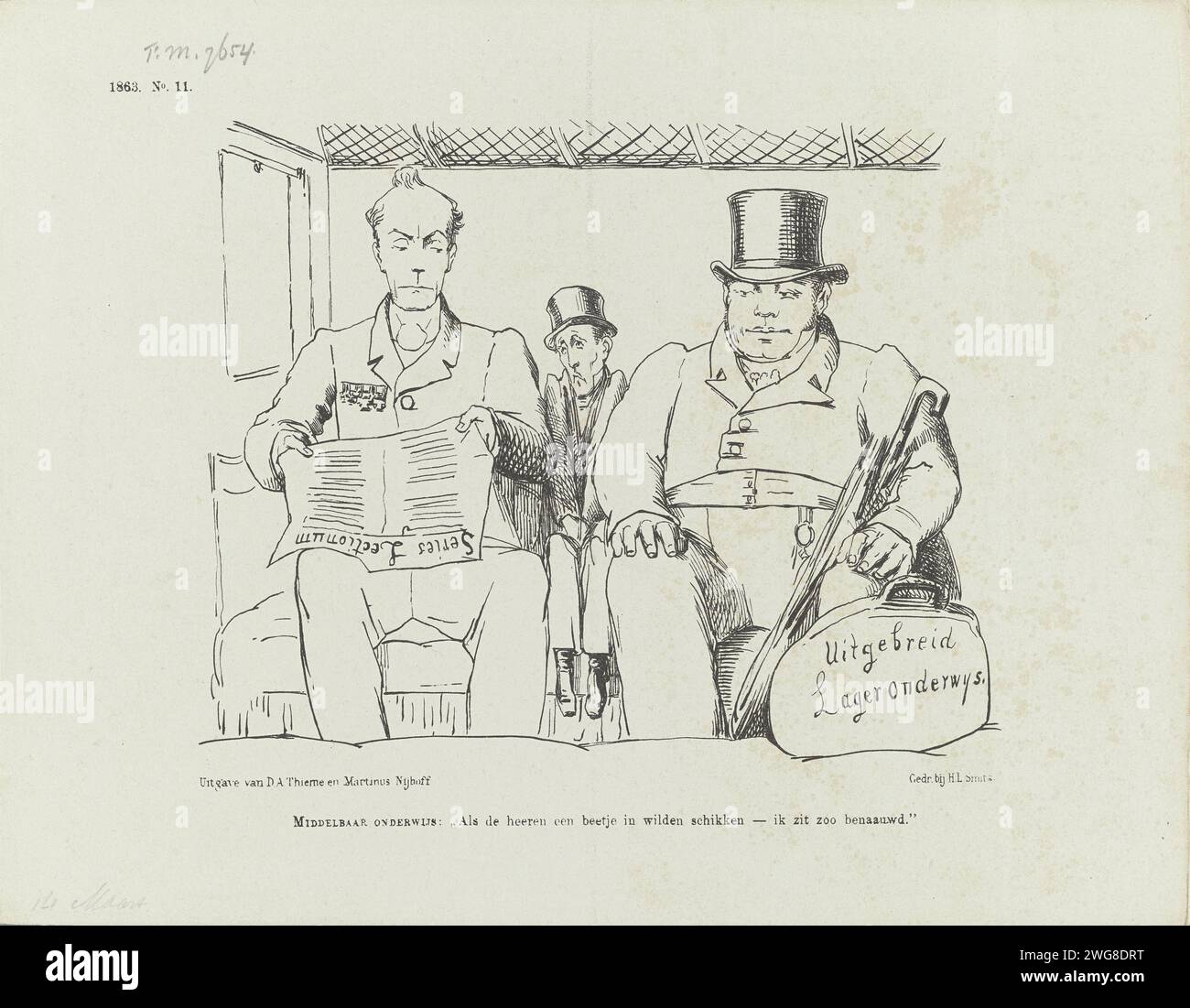 Cartoon on the limitation of secondary education, 1863, 1863 print ...