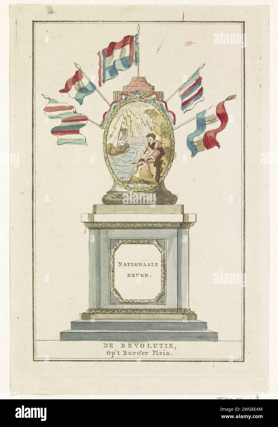 The Revolution, Decoration on Koningsplein, 1795, Noah van der Meer (II ...
