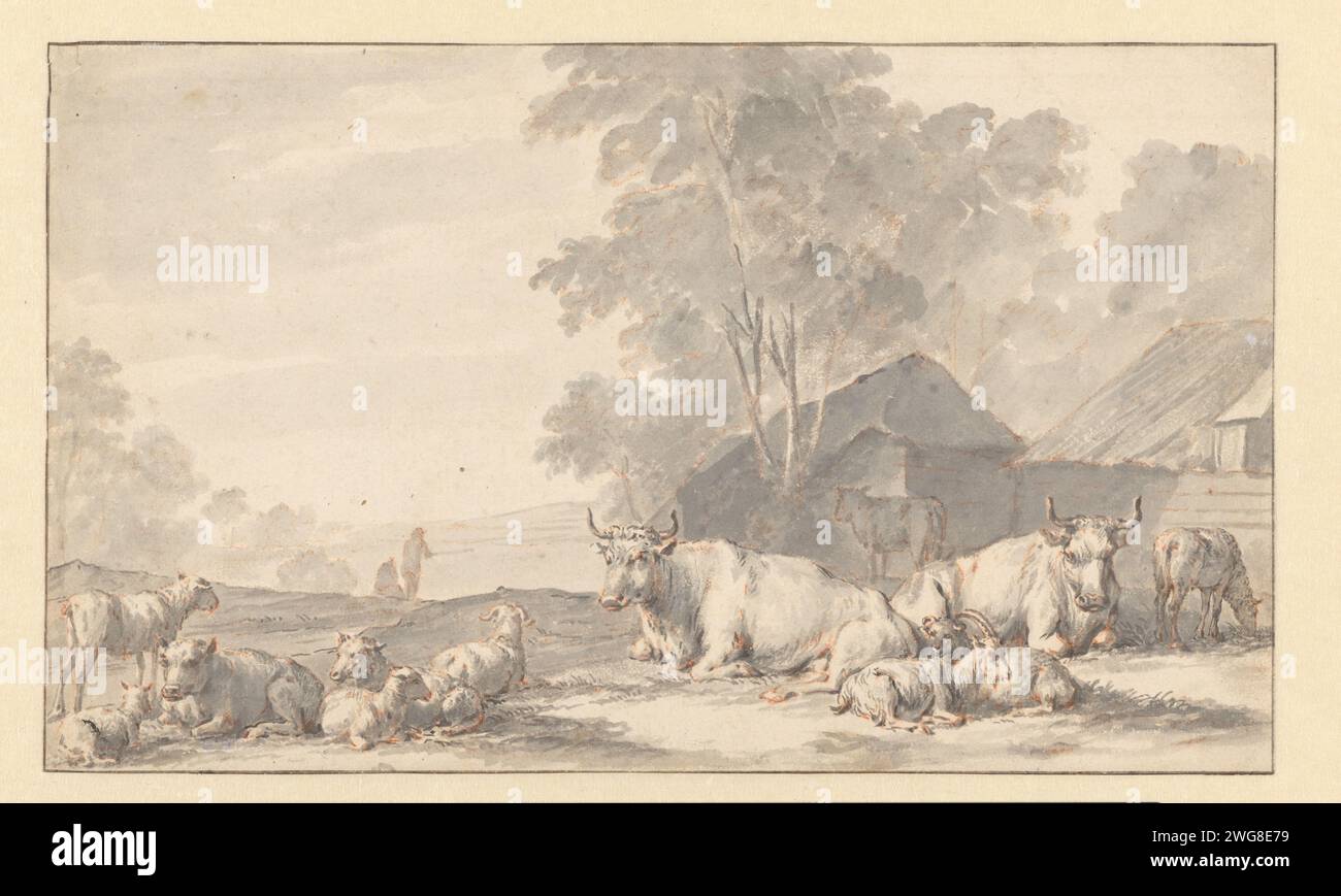 Landscape with cattle, Albert Jansz Klomp, 1628 - 1688 drawing paper ...