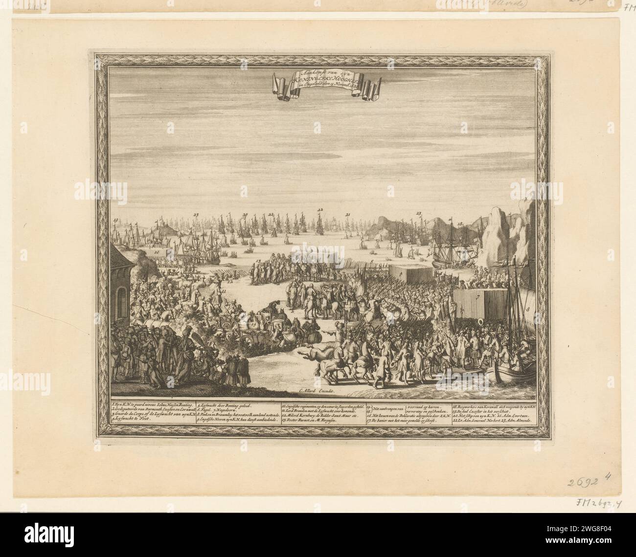 Arrival of Prince William III in England, 1688, 1691 print Arrival of ...