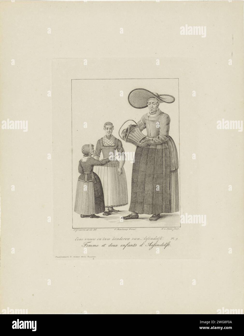 Wife and two children from Assendelft, Willem van Senus, after Hendrik ...