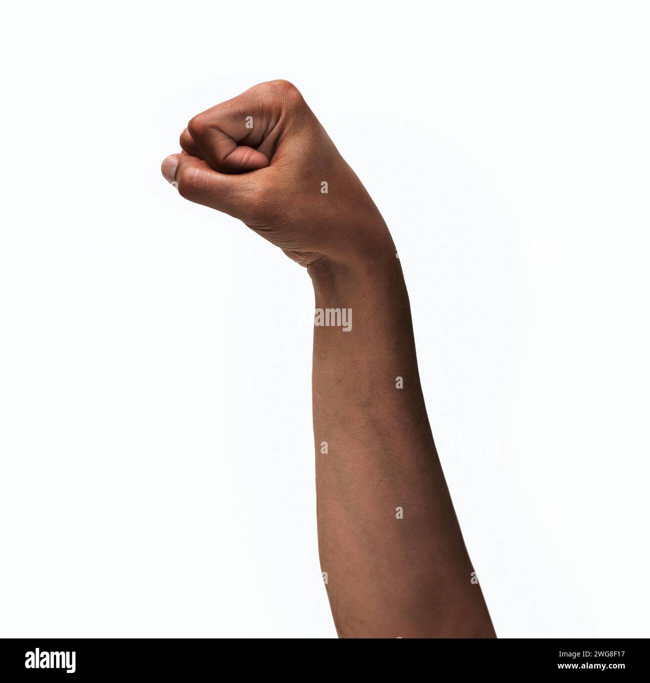 Man fist up in a white isolated background Stock Photo - Alamy