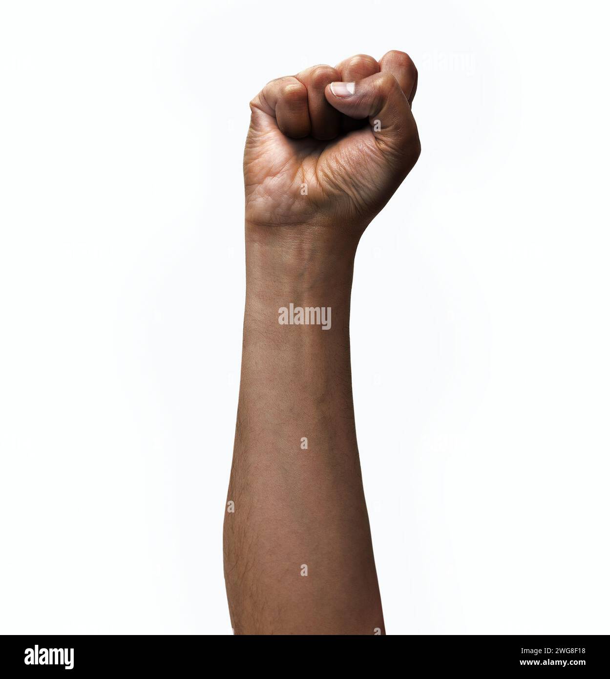 Man fist up a white isolated background Stock Photo - Alamy