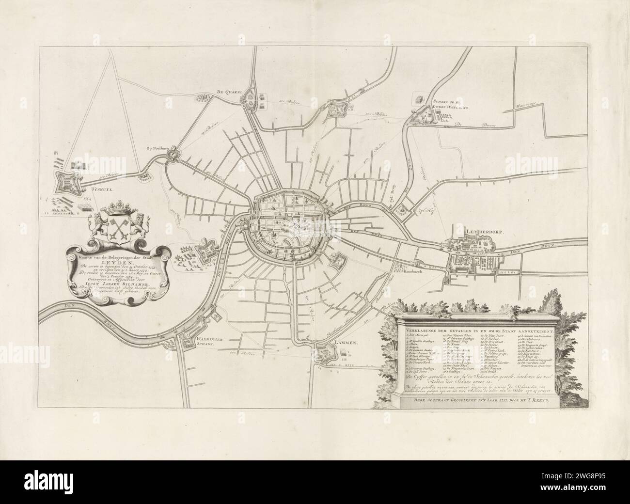 Map of the siege of Leiden, 1573-1574, Jan voters, after Joost Jansz ...
