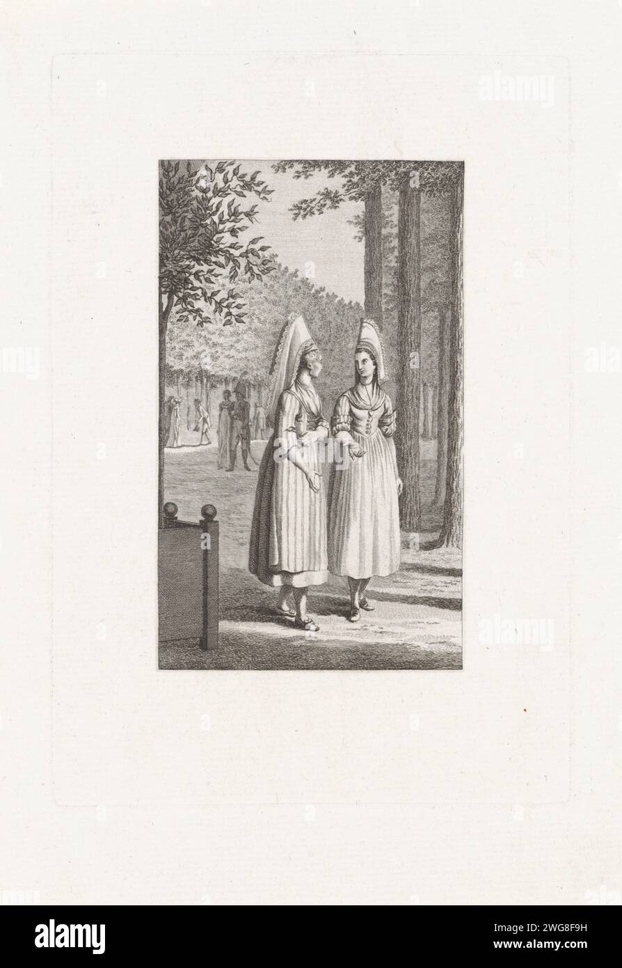Two women in French costumes, Izaak Jansz. de Wit, 1798 - 1809 print ...