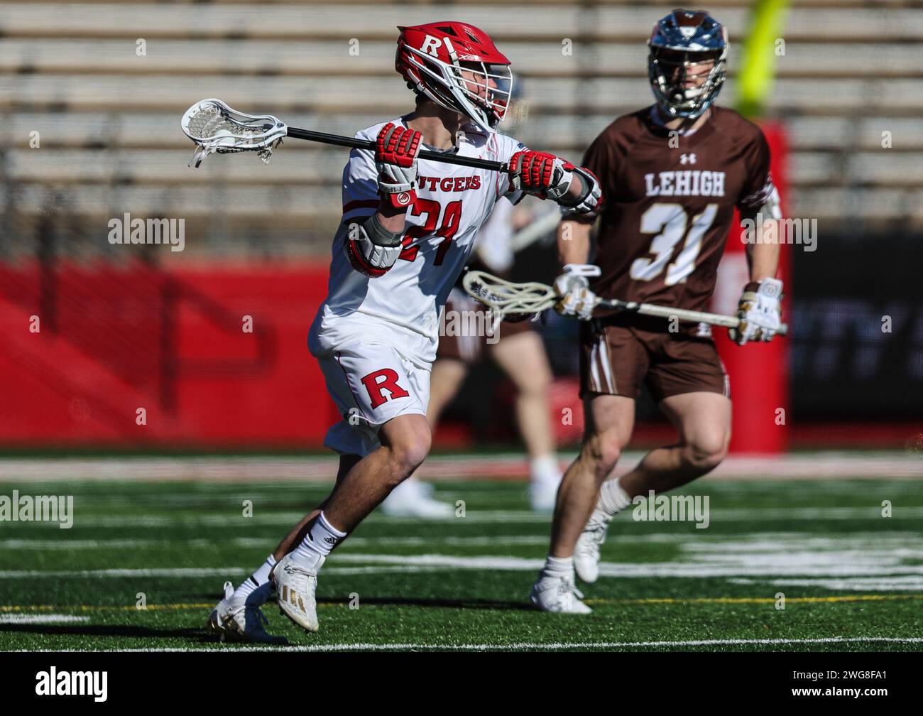 Piscataway, NJ, USA. 03rd Feb, 2024. Rutgers fo Cole Brams (24) looks ...