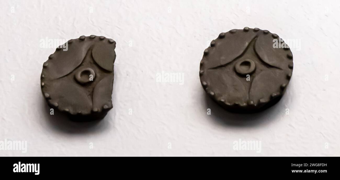 Girdlers with a solar ornament, Bronze, 2nd millennium B.C., Kazakhstan ...