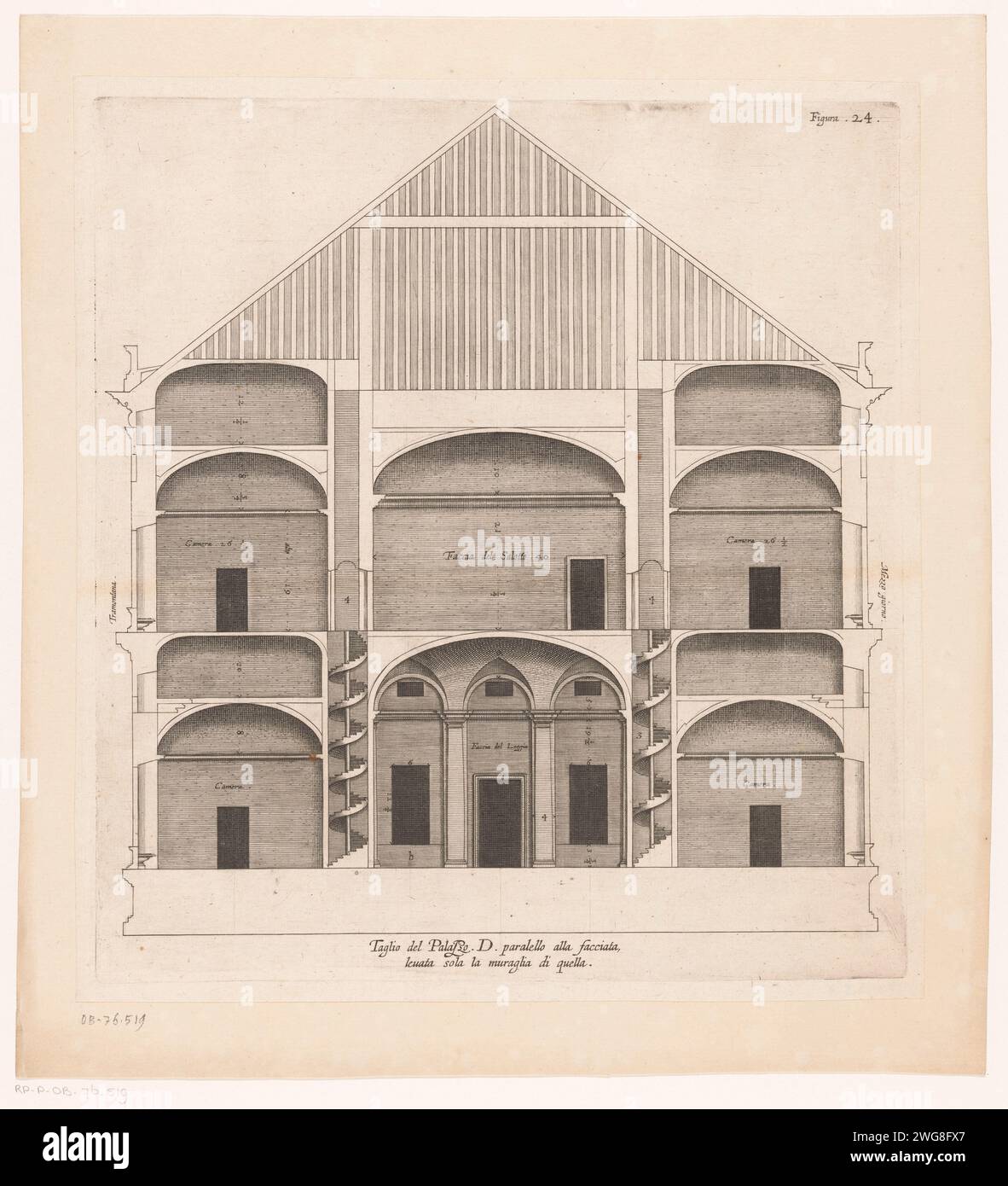 Cross -section of the Villa Grimaldi in Genoa, Nicolaes Ryckmans, 1622 ...