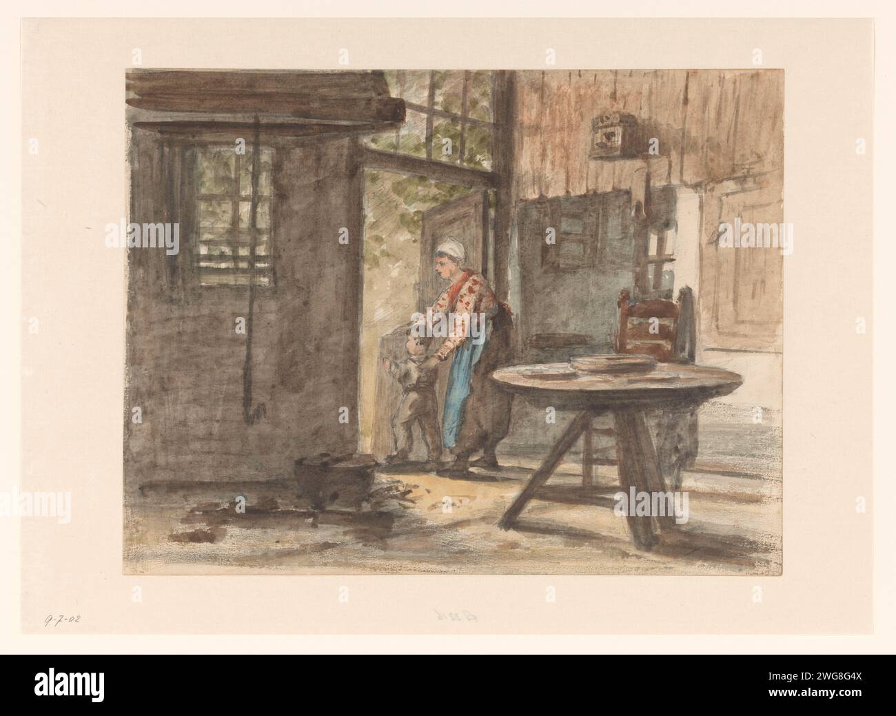 Handiczing Woman and Child, Hendrik Valkenburg, 1836 - 1896 drawing ...