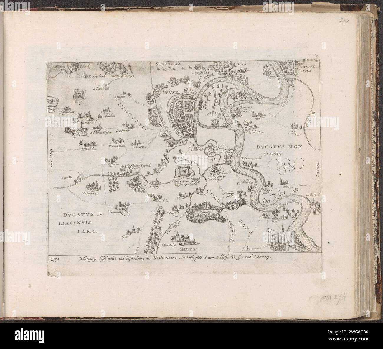 Map of Neuss and surroundings, 1585, 1587 - c. 1591 print Map of Neuss ...