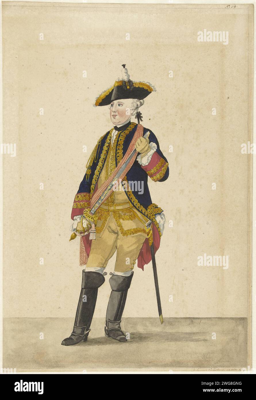 A Colonel van de Garde du Corps, 1766 drawing Costume study of a ...