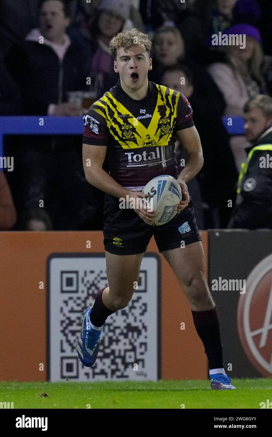 Warrington, UK. 03rd Feb, 2024. Cai Taylor-Wray of Warrington Wolves ...