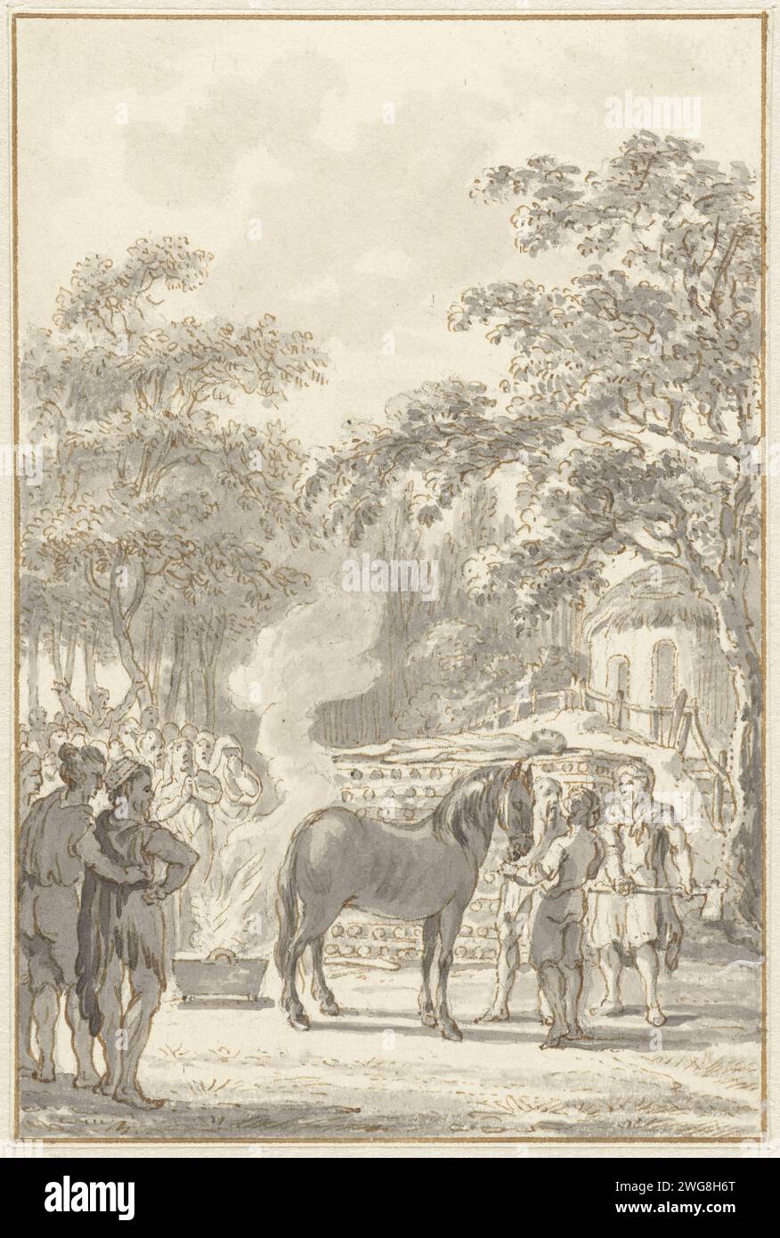 Ceremonies of the Batavieren, Engelbertus Matthias Engelberts, 1788 - 1790 drawing Ceremony at ...