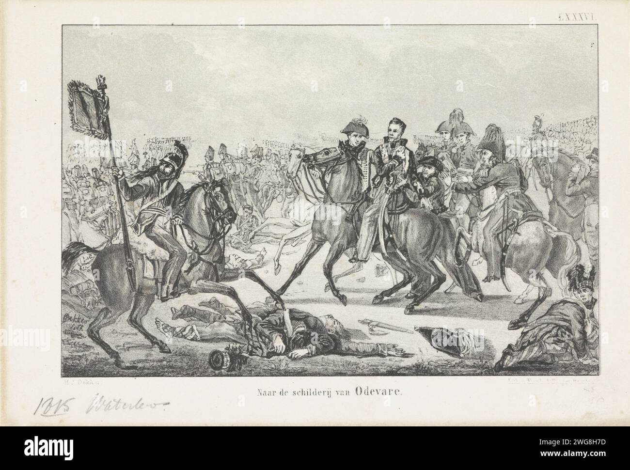 Prince of Orange is injured during the Battle of Waterloo, 1815, H.J ...