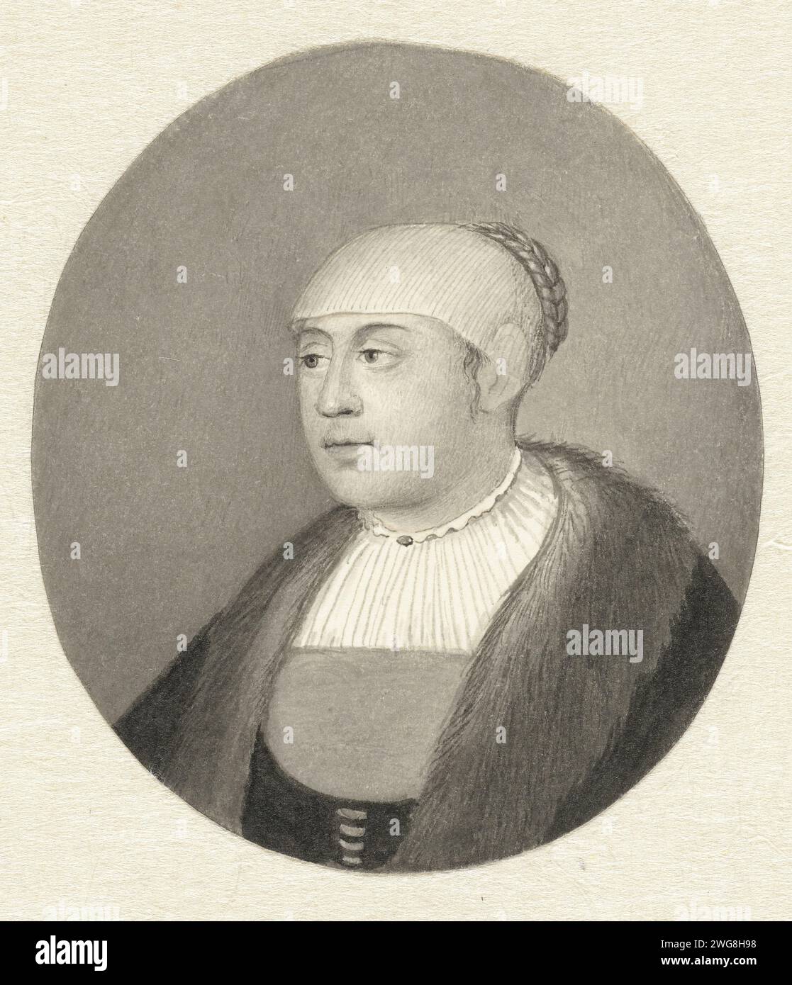 Vrouwsportret, anonymous, 1700 - 1800 drawing paper. ink pen / brush ...