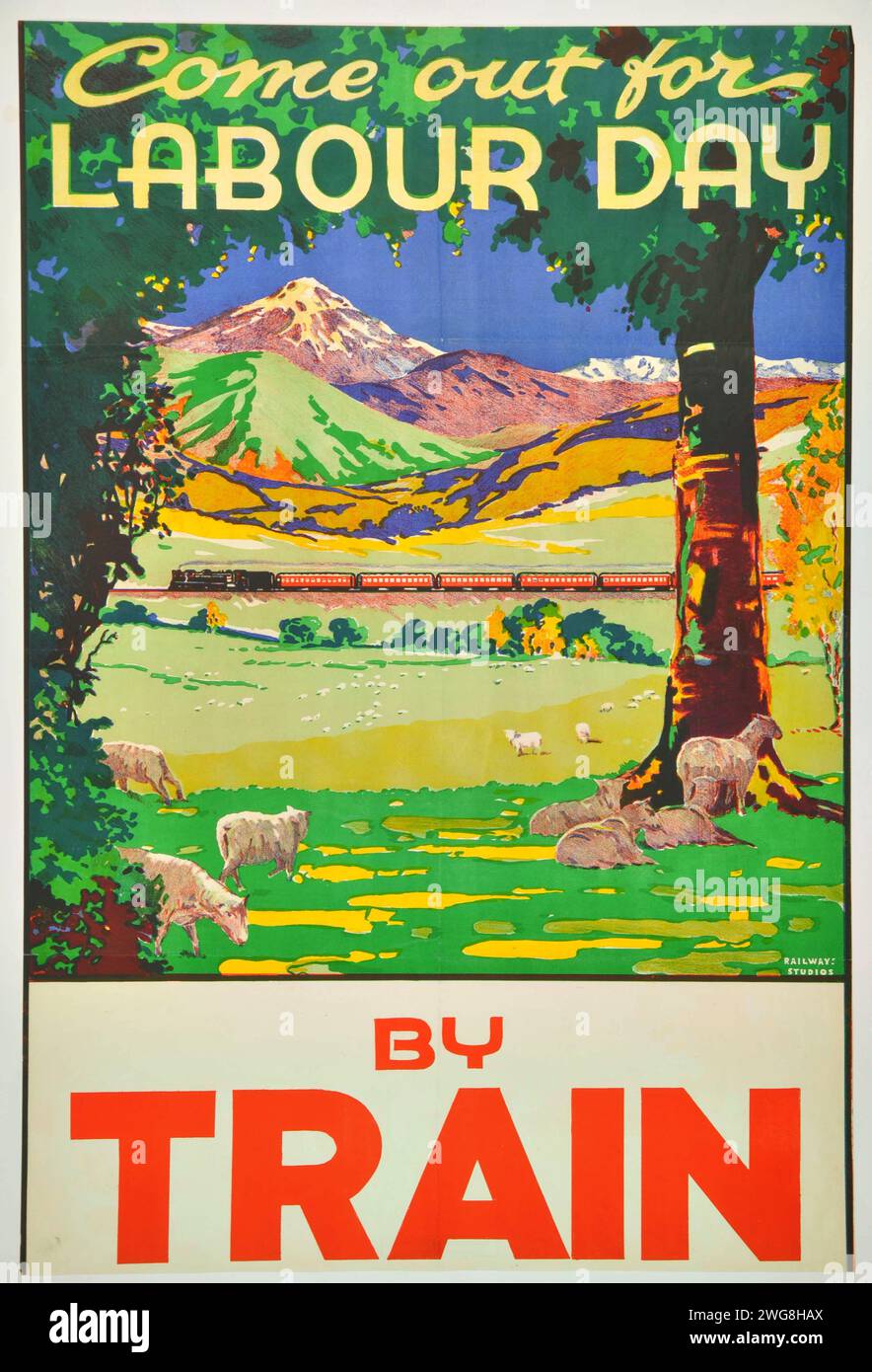 "Come out for Labour day by train" - Vintage Train Travel Poster from ...
