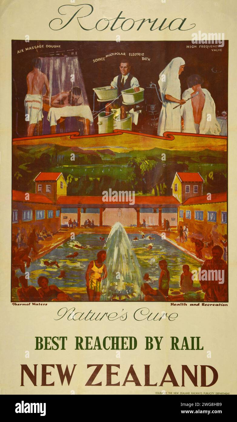 "Rotorua Nature's Cure - Best Reached by Rail" . Vintage Train Travel ...