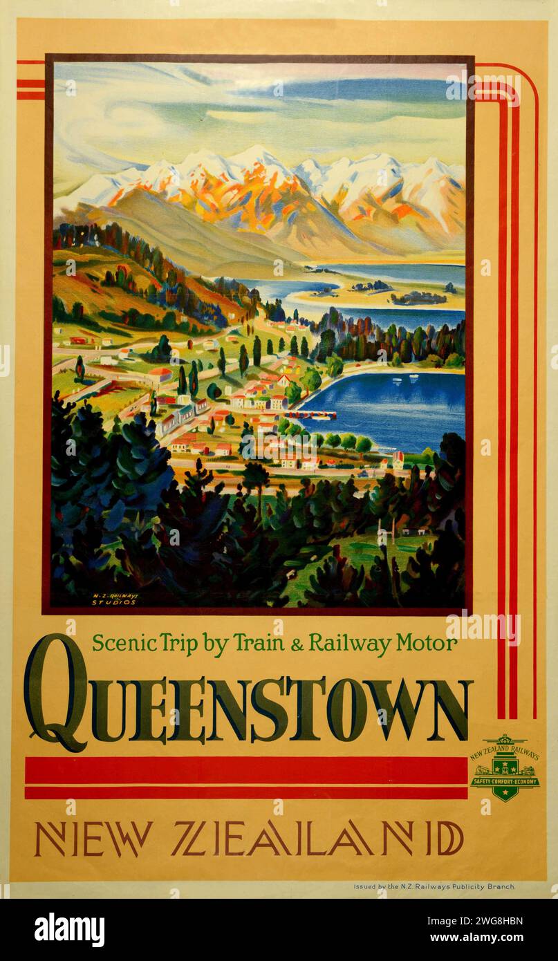 " Scenic Trip by Train and Railway Motor - Queenstown" - Vintage Train ...
