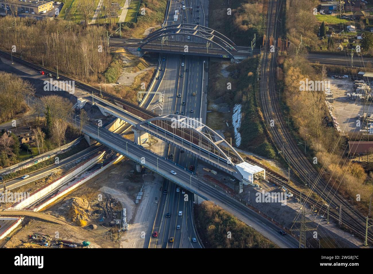 Luftbild, Autobahnkreuz Herne Großbaustelle, Autobahn A43 und Autobahn ...