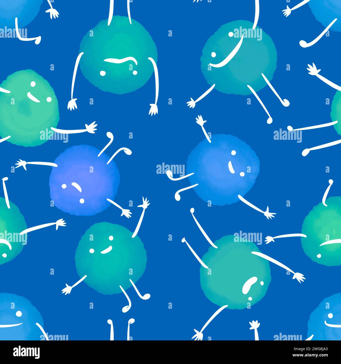 Cartoon monsters watercolor spots seamless pattern for wrapping paper ...
