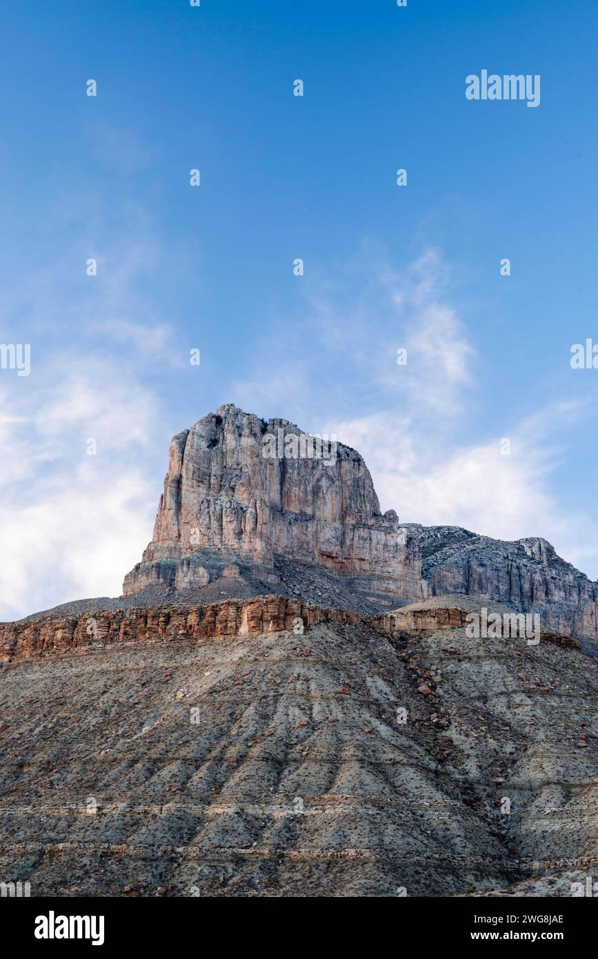 Sunset view of El Capitan peak, Guadelupe Mountains National Park ...